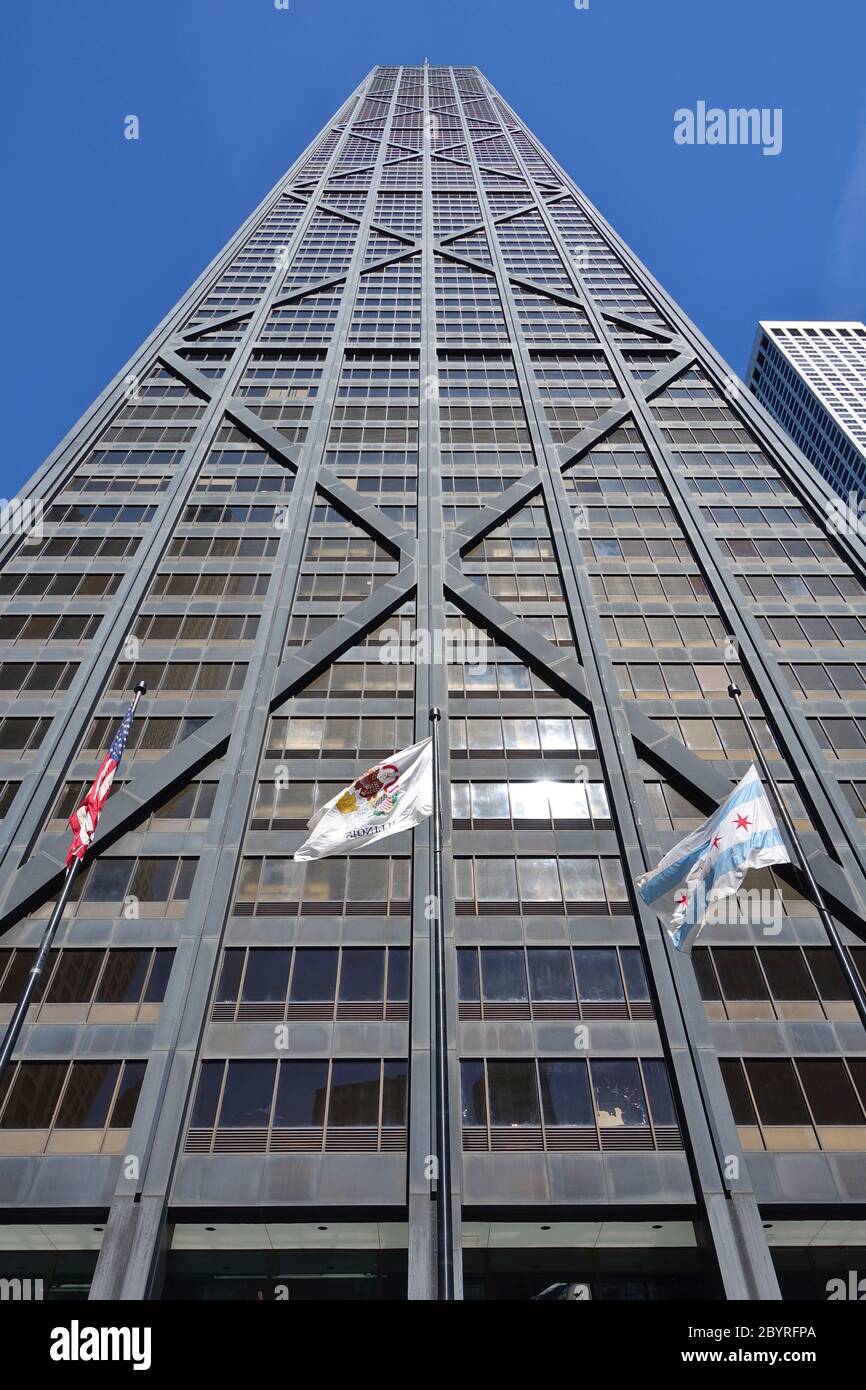 CHICAGO, IL -31 MAY 2020- View of the landmark John Hancock Center from ...