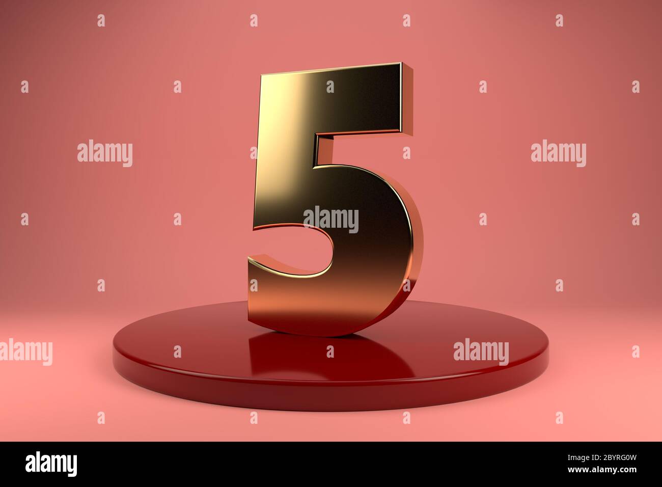 Golden number 5 wallpaper. 3d rendering. 3d illustrator Stock Photo - Alamy