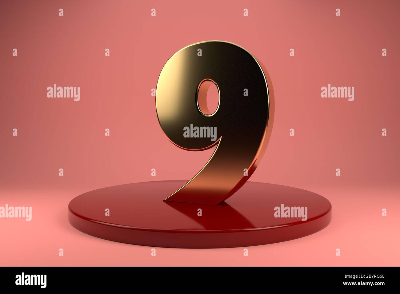 Golden number 9 wallpaper. 3d rendering. 3d illustrator Stock Photo - Alamy