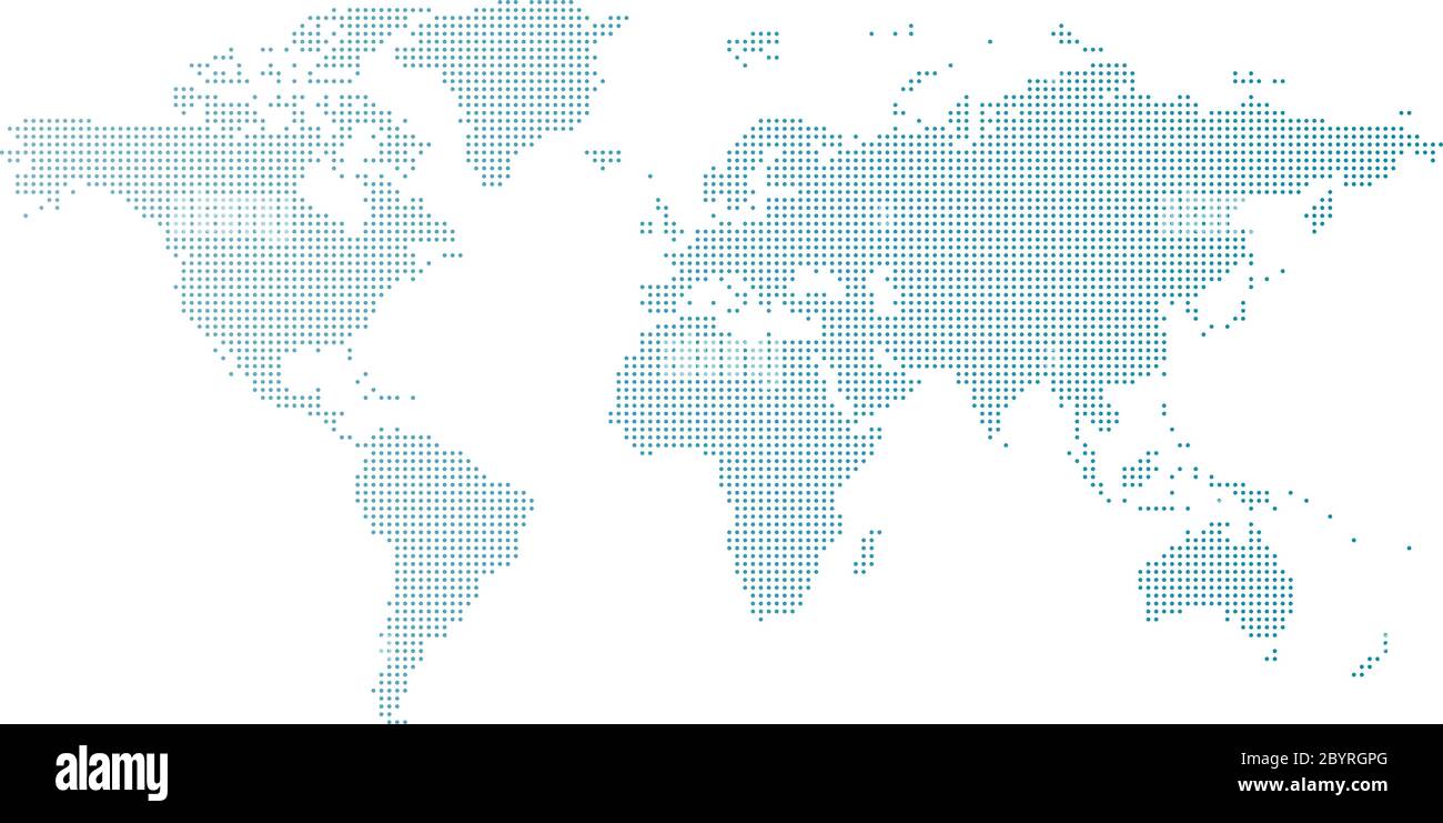 Vector blue dotted world map isolated on white background Stock Vector ...
