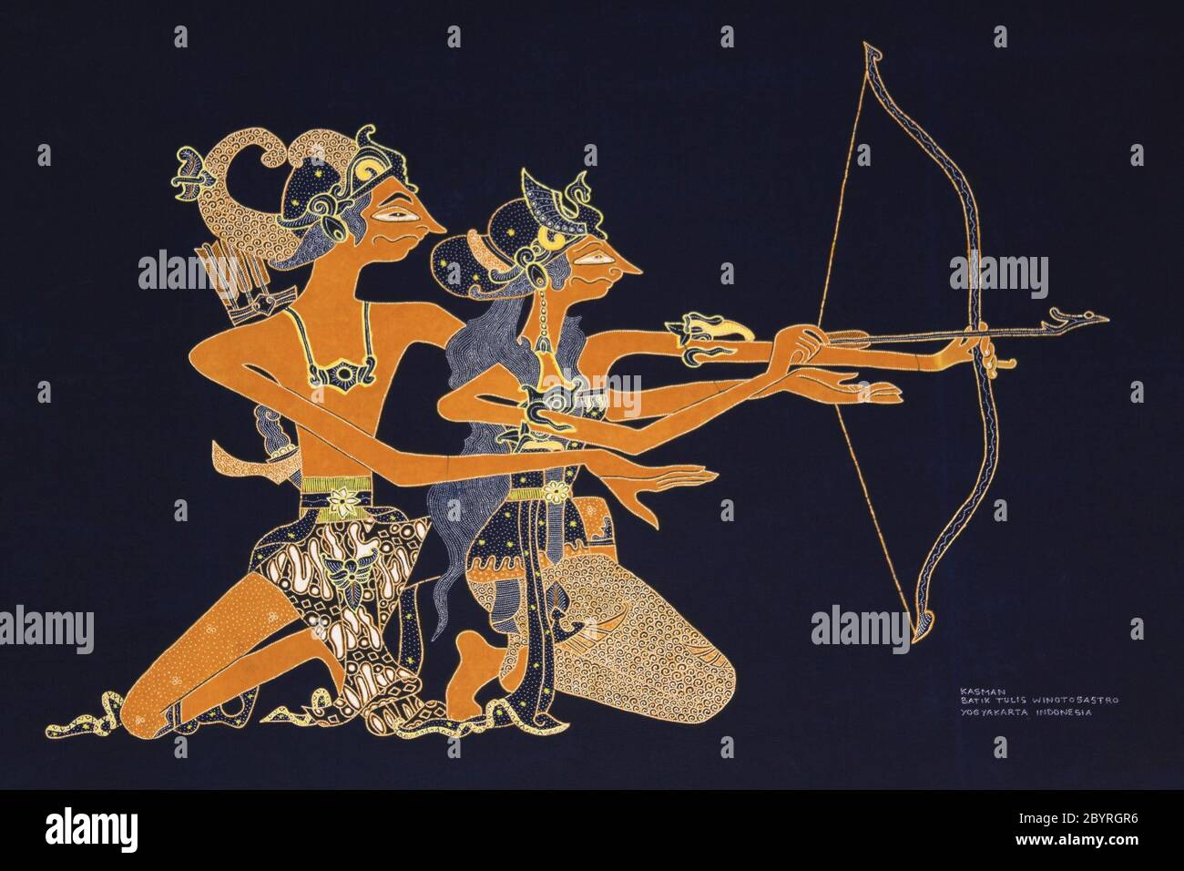 Indonesian characters archery on Batik textile art in Winotosastro ...