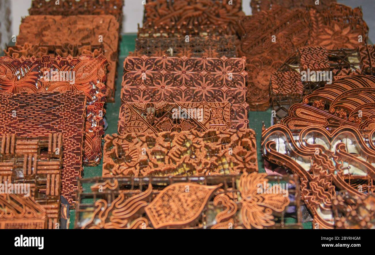Wax copper stamps at Batik Winotosastro factory in Yogyakarta, Java ...