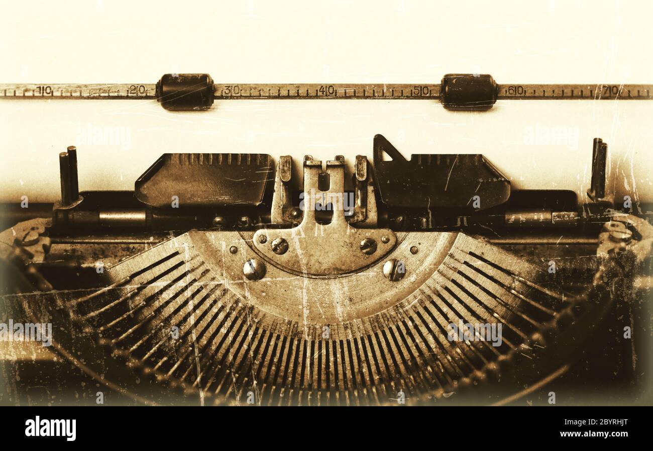 Old typewriter with paper Stock Photo - Alamy
