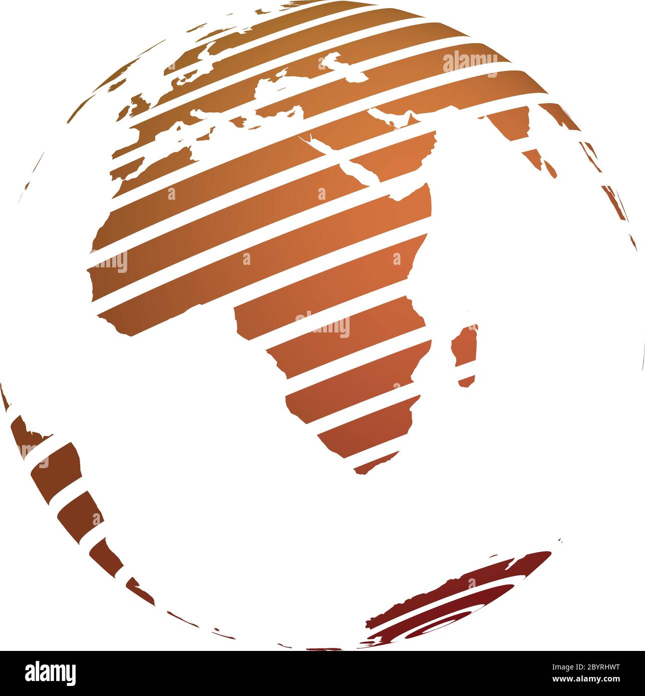 Earth globe with orange striped World land map focused on Africa. 3D ...