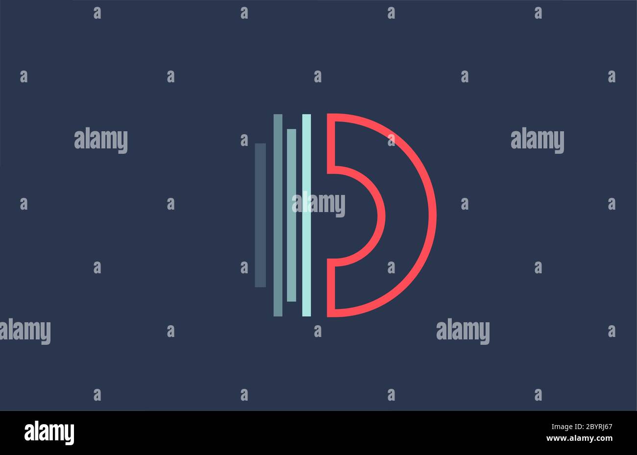 blue red D alphabet letter logo icon for business and company with line ...