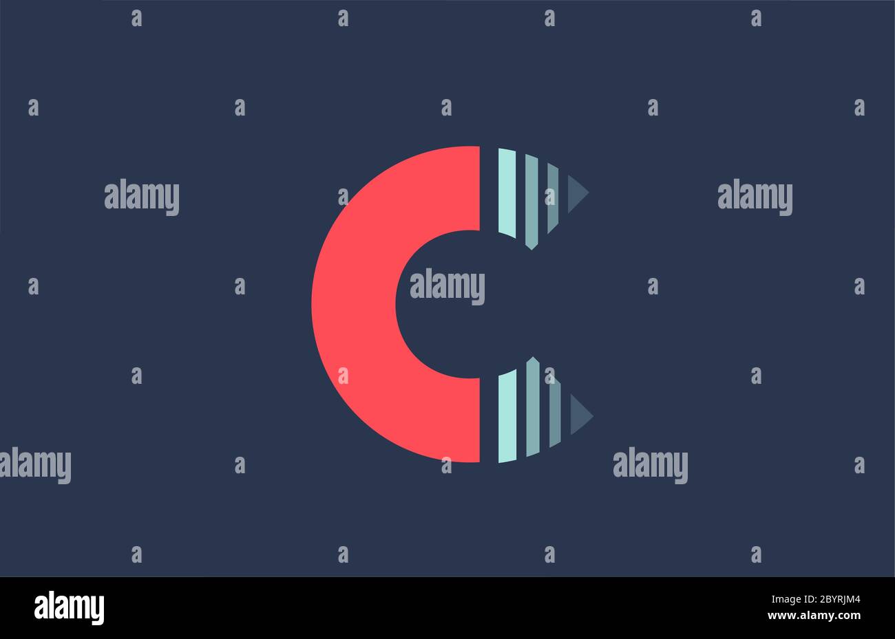 C red blue alphabet letter logo icon for business and company with line ...