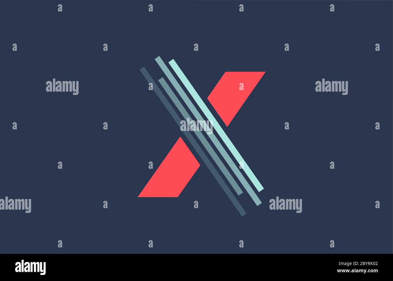 X red blue alphabet letter logo icon for business and company with line ...