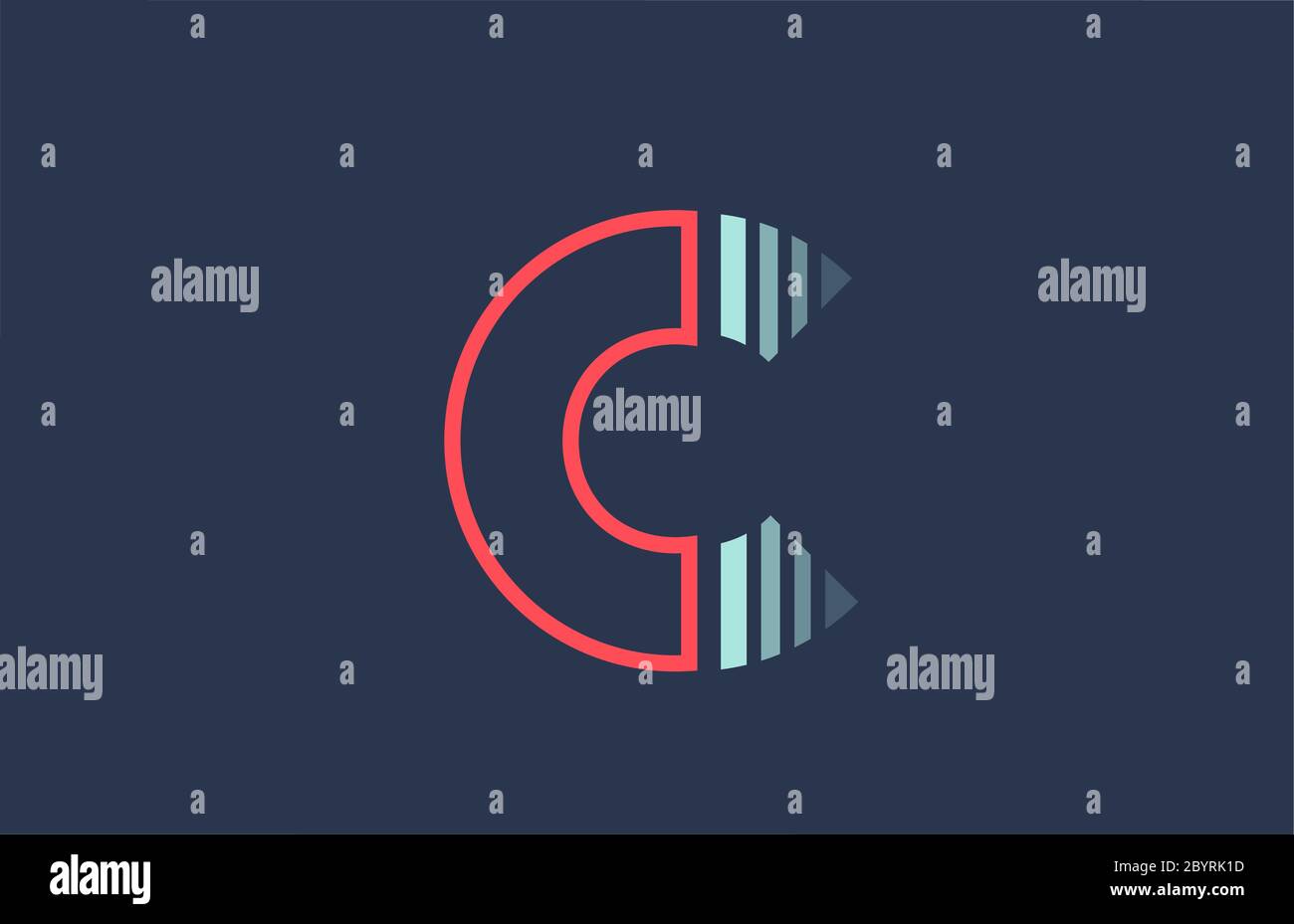 blue red C alphabet letter logo icon for business and company with line ...