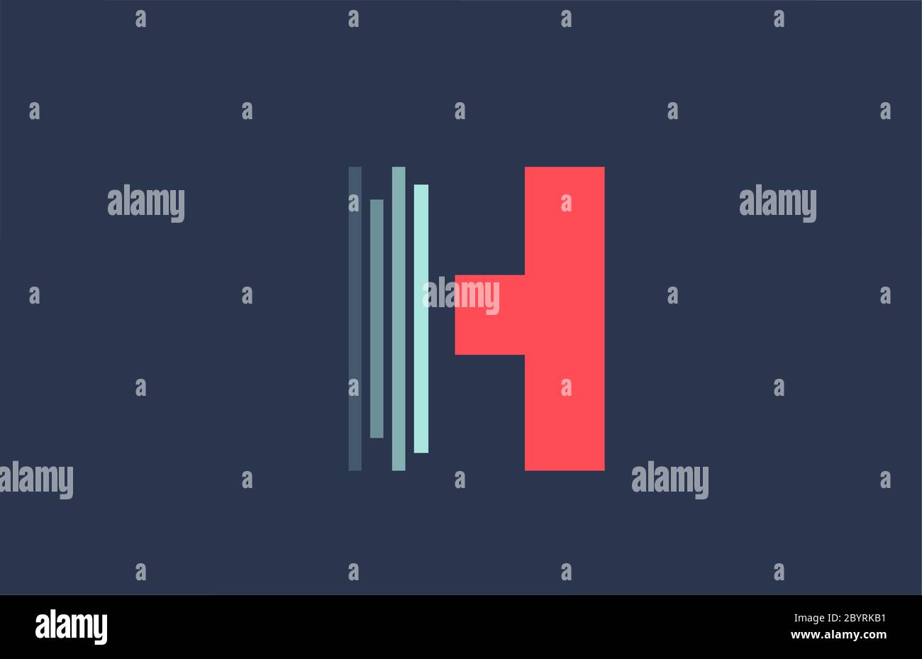 H red blue alphabet letter logo icon for business and company with line ...