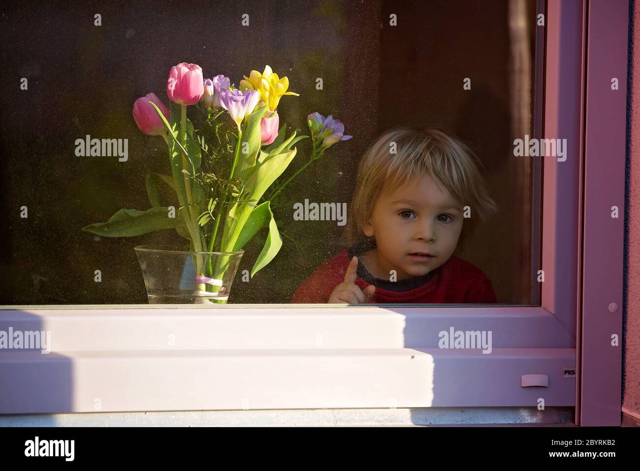 Boy holding yellow flowers hi-res stock photography and images - Alamy