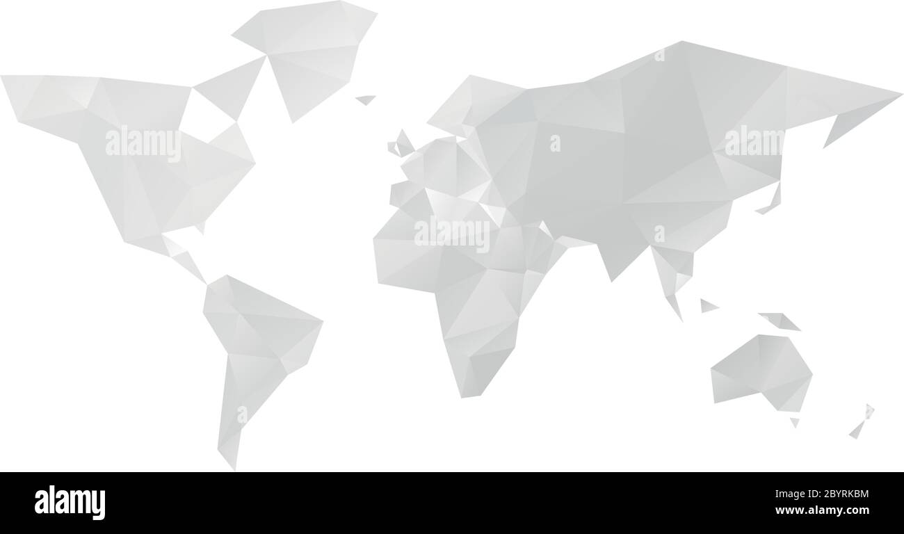 Low poly map of World in shades of grey. Vector illustration Stock ...