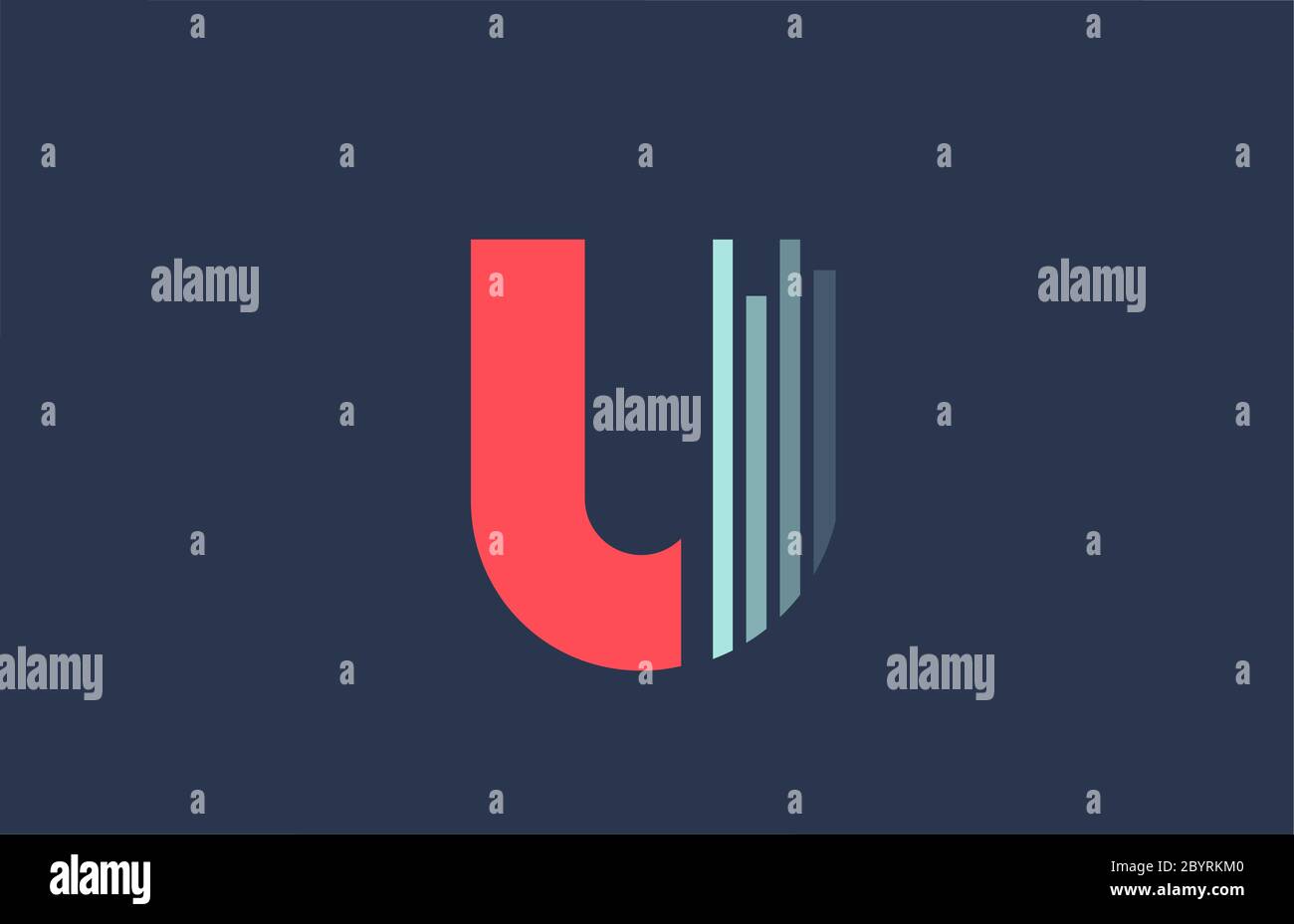 U red blue alphabet letter logo icon for business and company with line ...