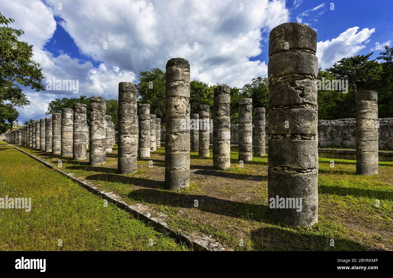 Group of a Thousand Columns in the Temple of Warriors in the ancient ...