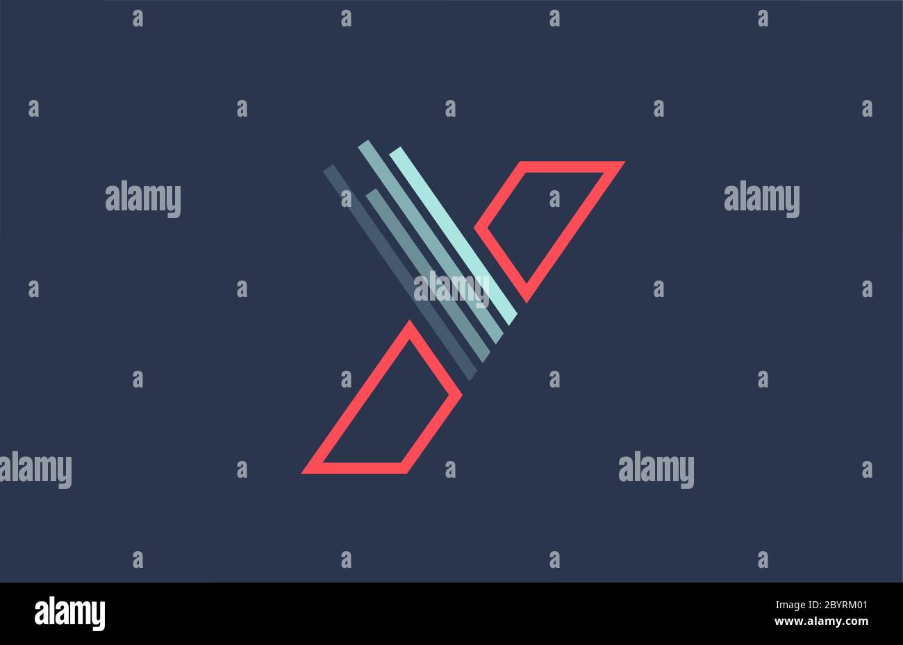 blue red Y alphabet letter logo icon for business and company with line ...