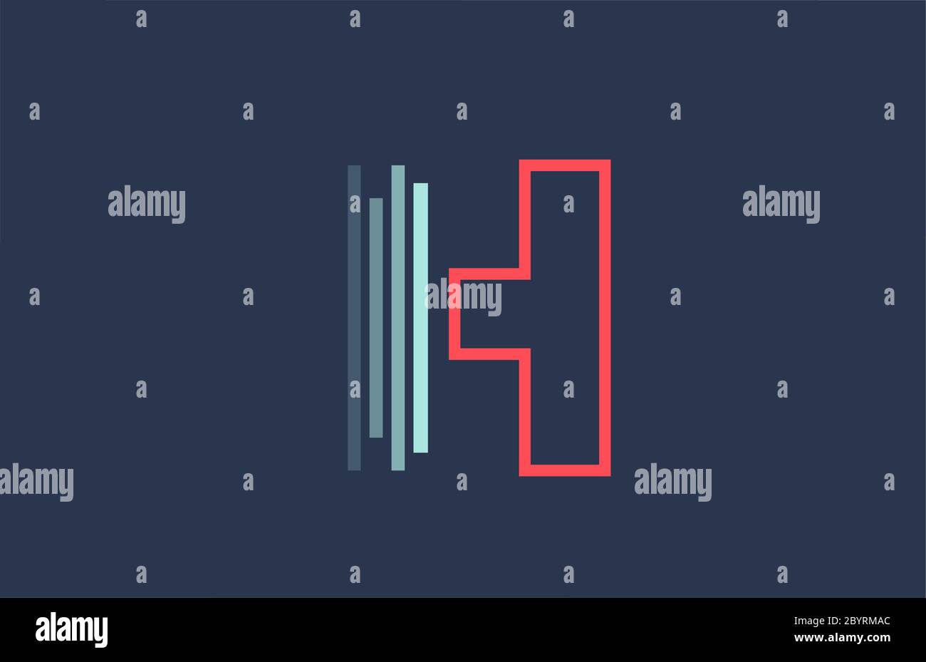 blue red H alphabet letter logo icon for business and company with line ...