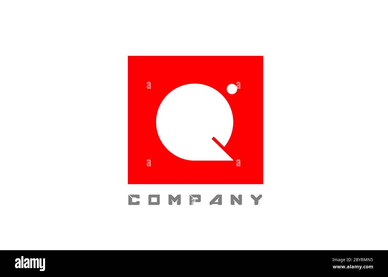 red white Q alphabet letter logo icon for company and business with dot ...