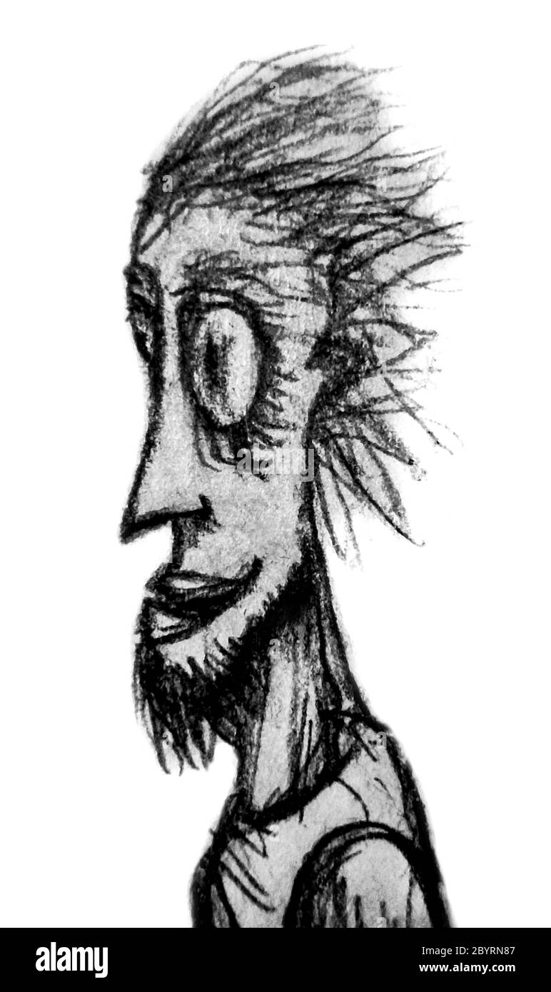 Men portrait pencil drawing raster illustration in Stock Photo - Alamy