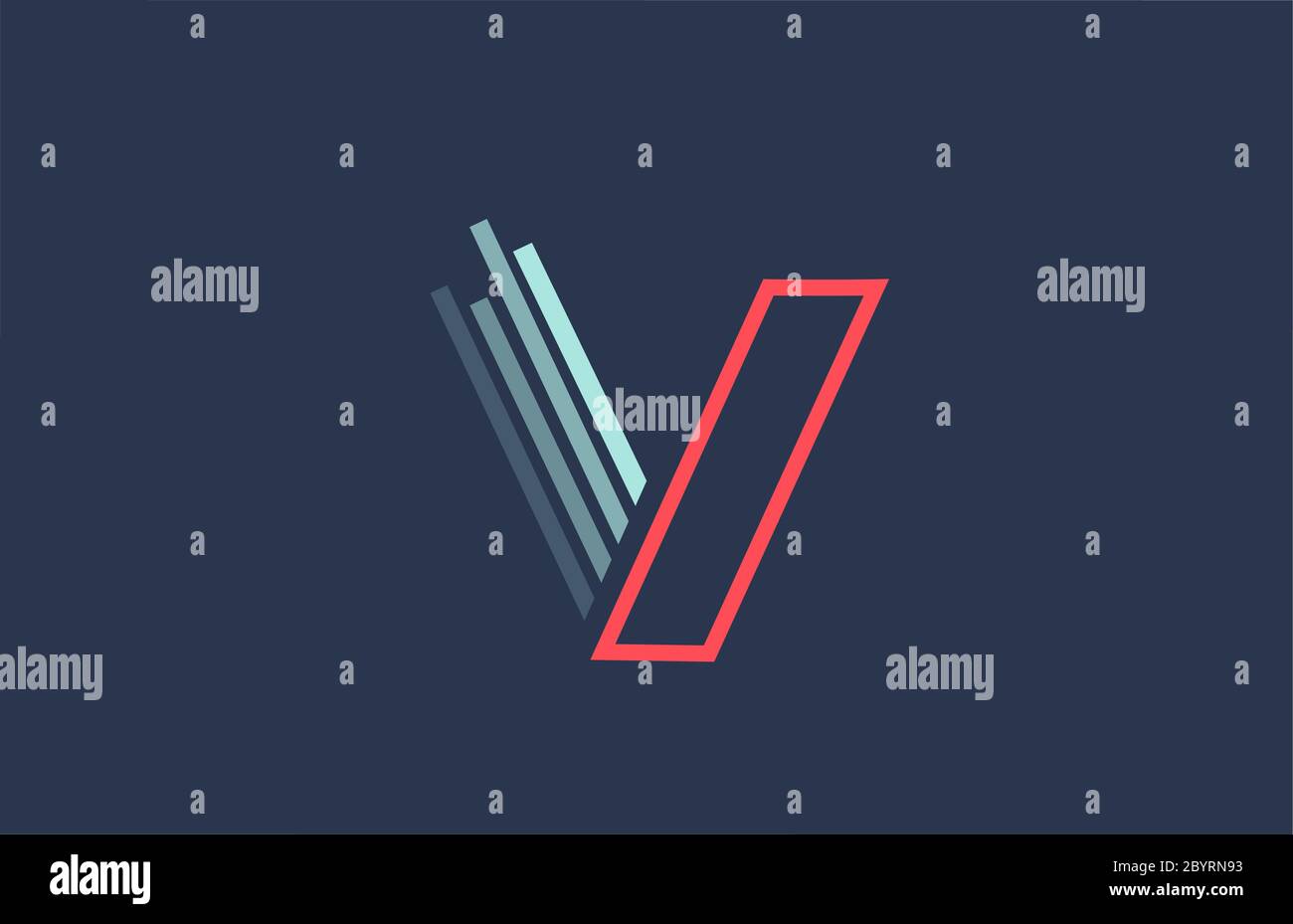 blue red V alphabet letter logo icon for business and company with line ...