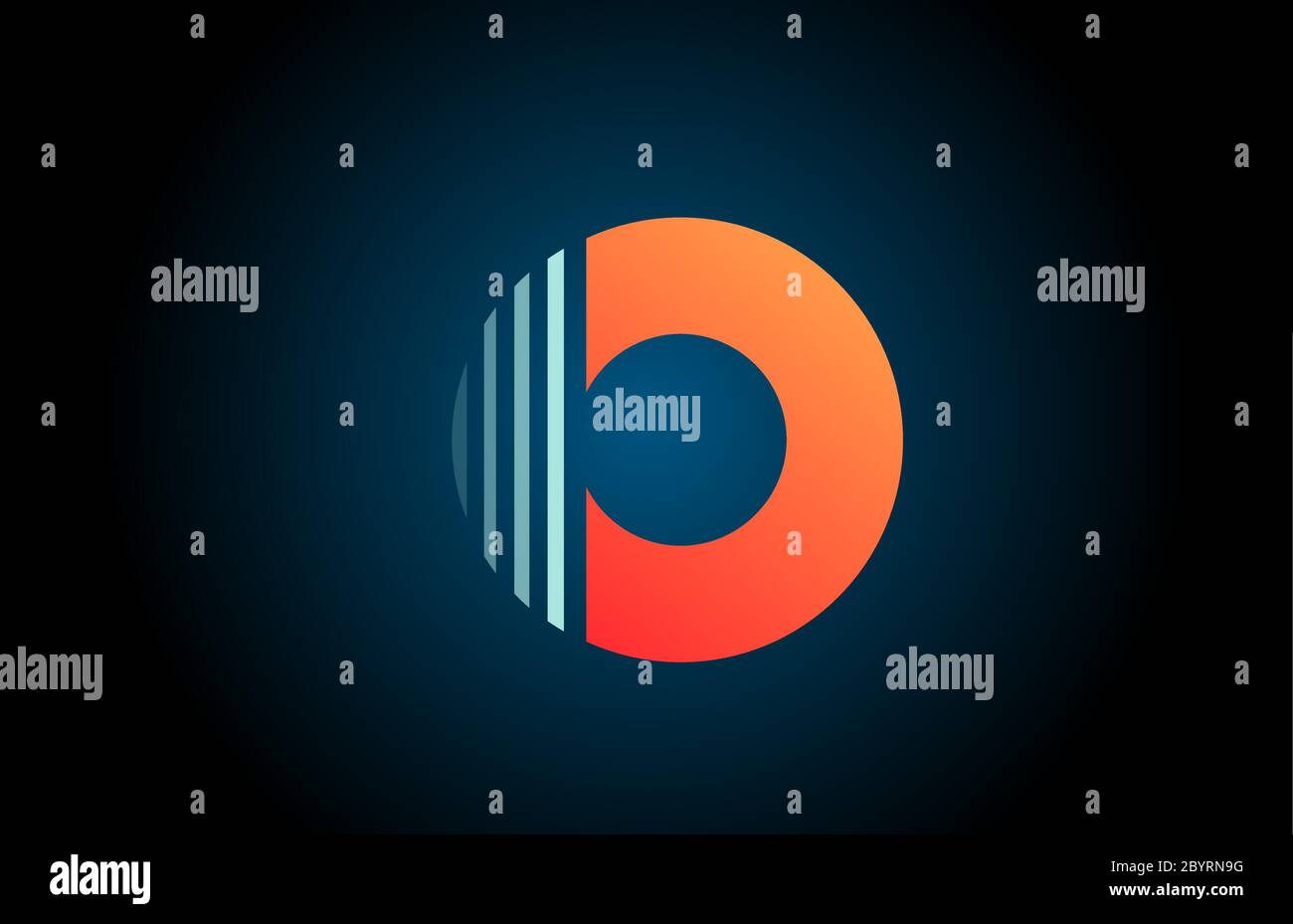 orange blue O alphabet letter logo icon for business and company with ...