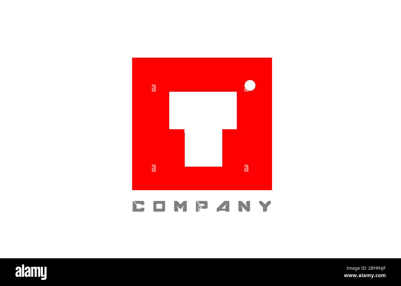 red white T alphabet letter logo icon for company and business with dot ...