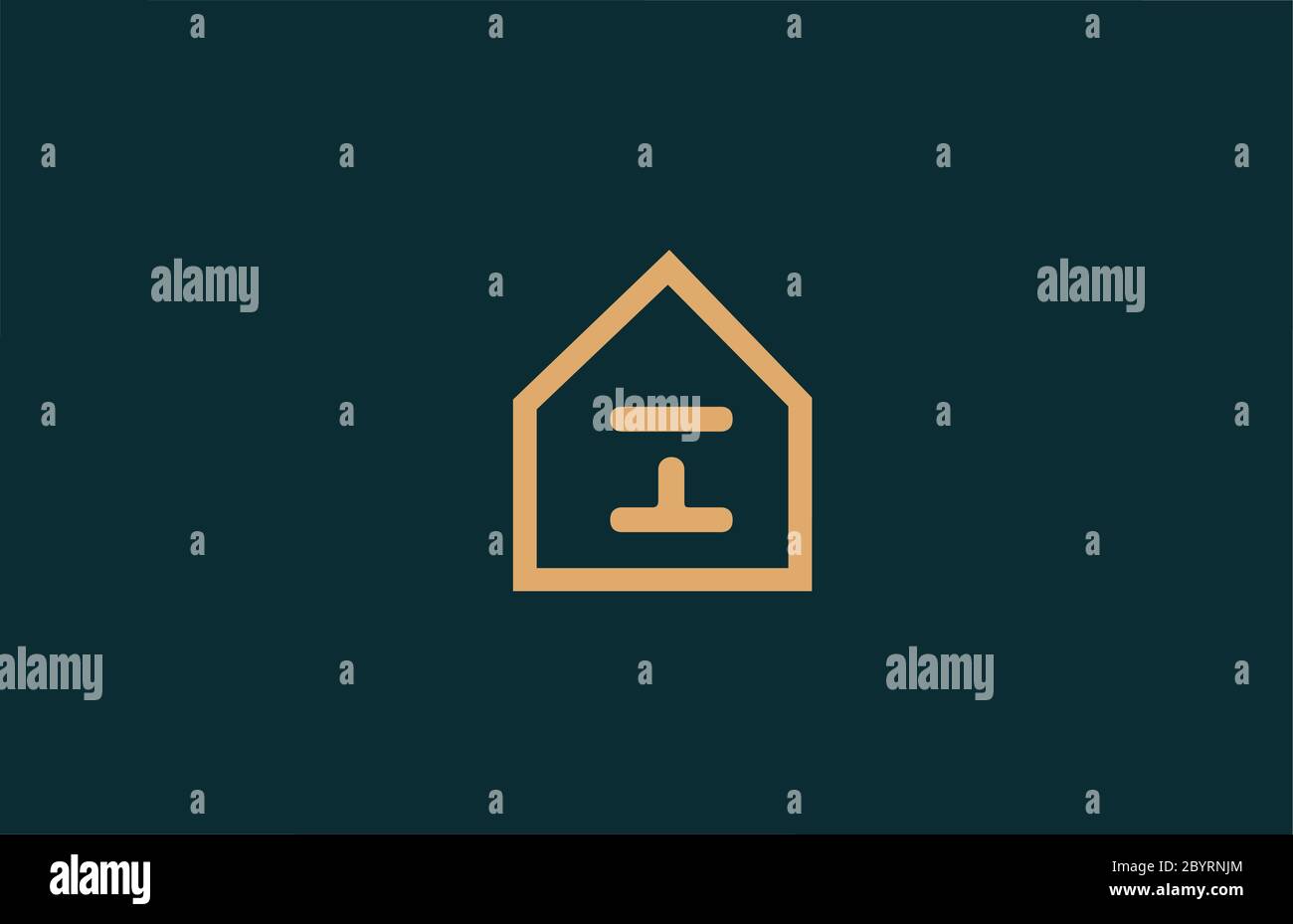 yellow I alphabet letter logo icon for business and company with house ...