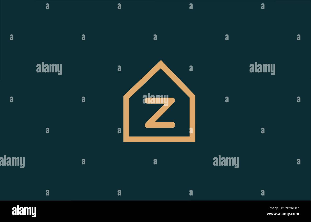 yellow Z alphabet letter logo icon for business and company with house ...