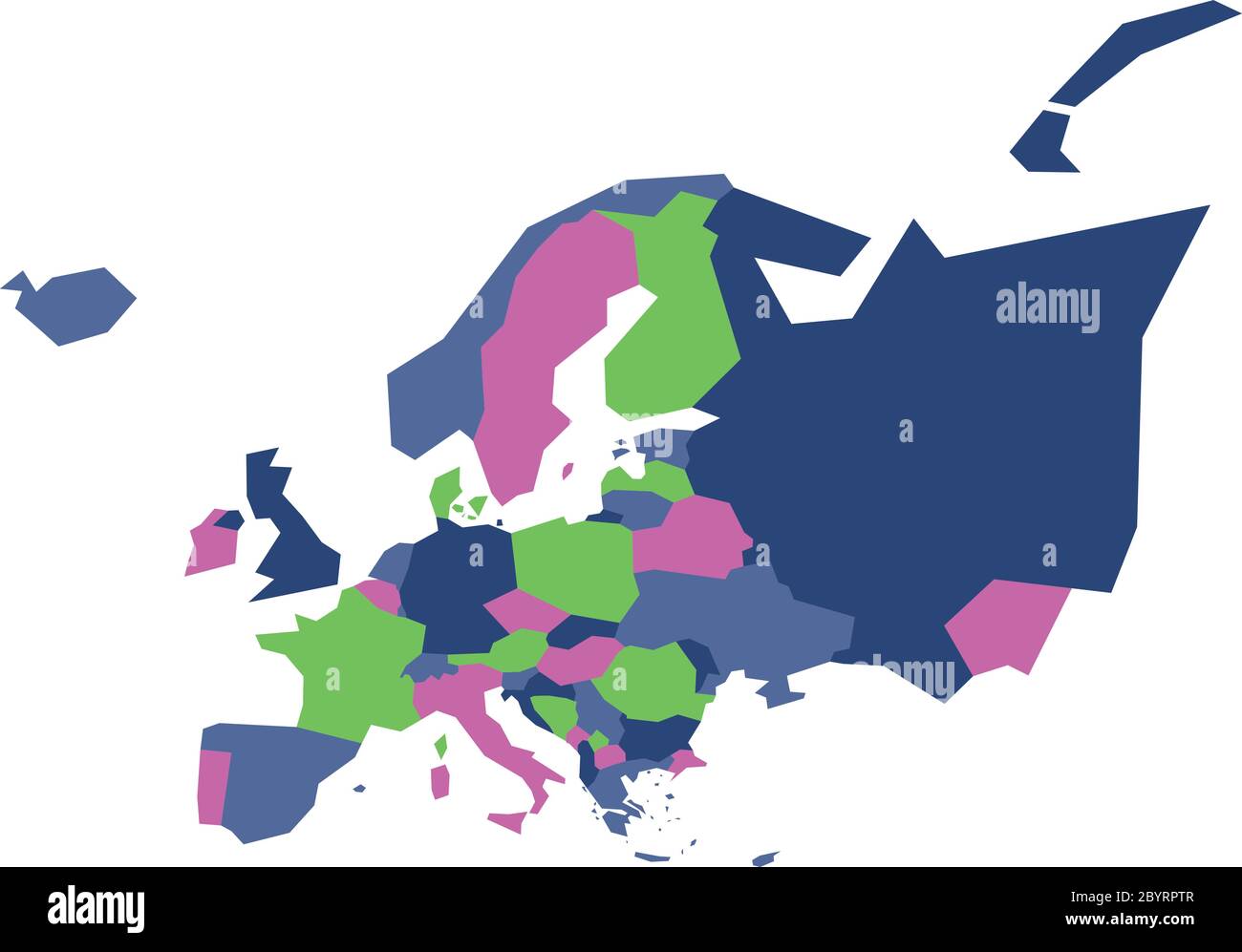 Very simplified infographical political map of Europe. Simple geometric ...