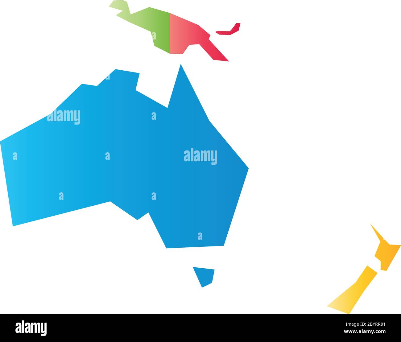 Very simplified infographical political map of Australia and Oceania ...