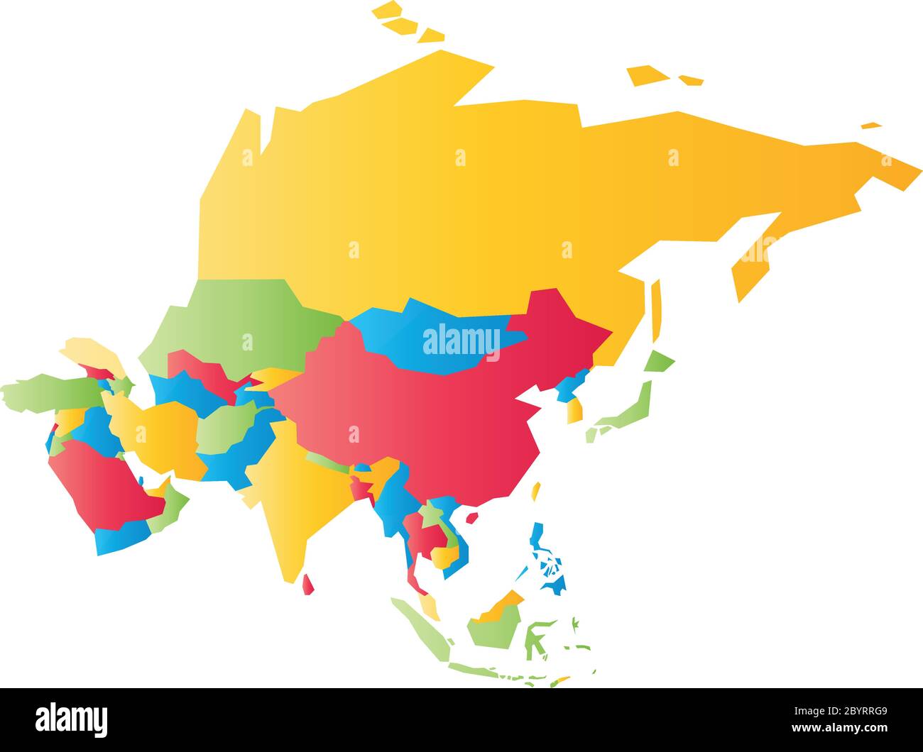 Very simplified infographical political map of Asia. Simple geometric ...