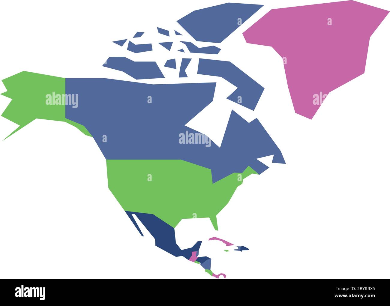 Very simplified infographical political map of North America. Simple ...