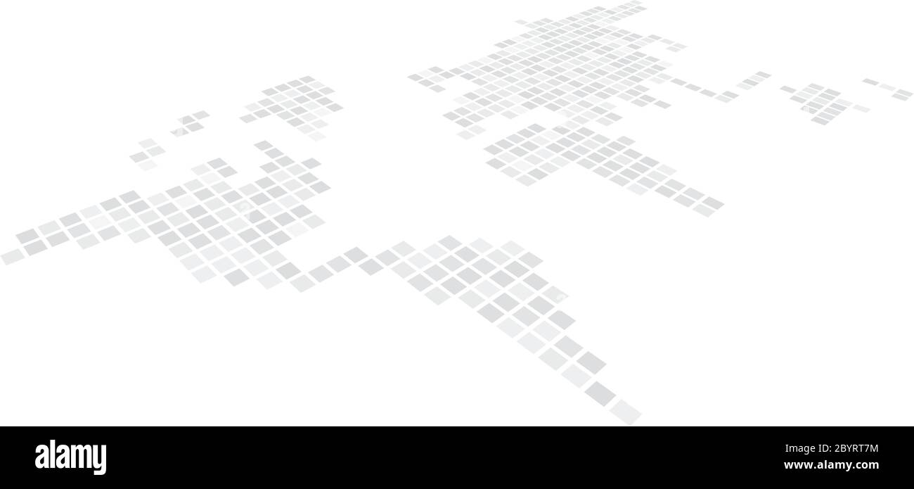 Pixelized map of World. Side perspective. Black vector map Stock Vector ...