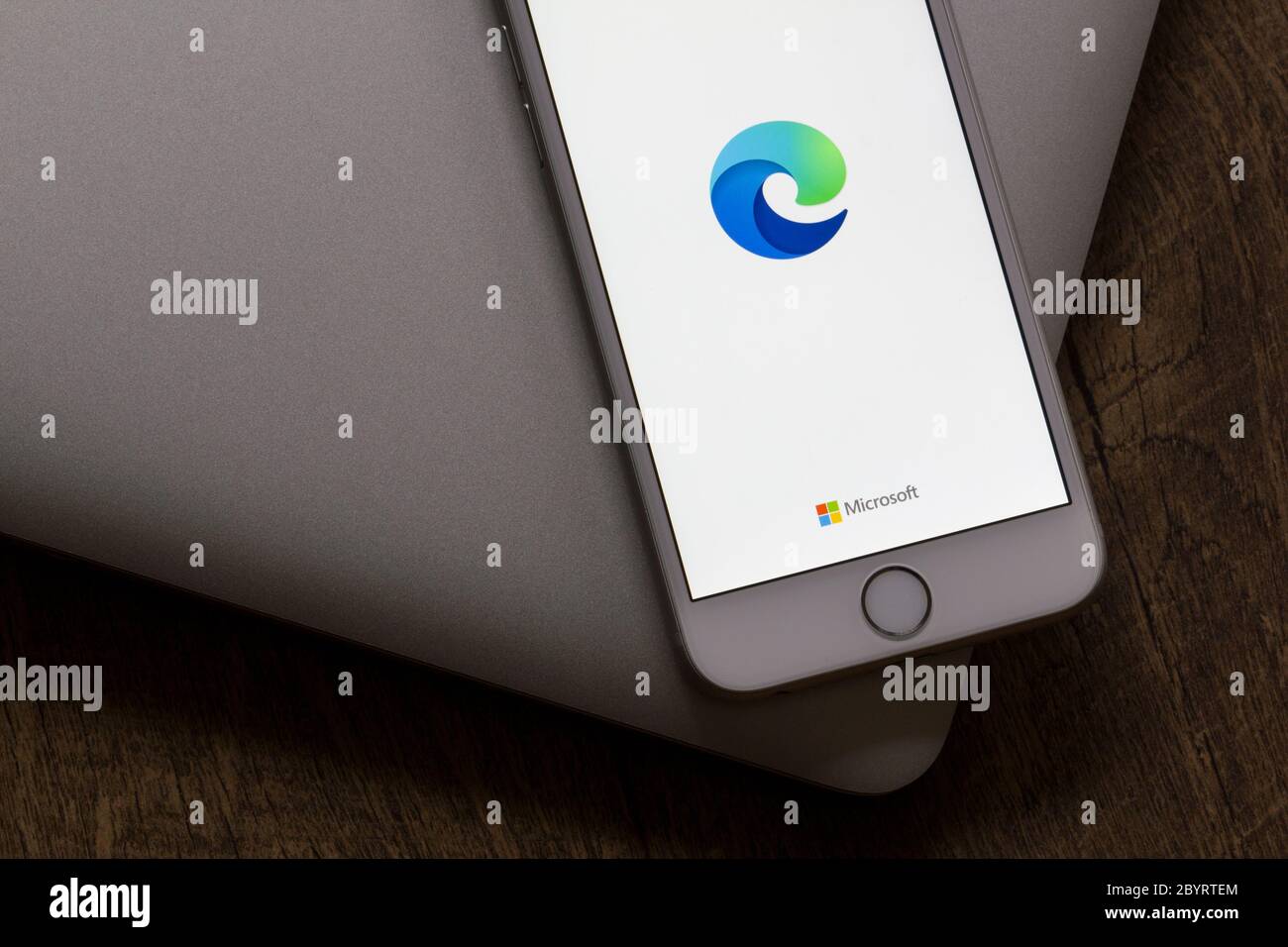 Microsoft Edge mobile app welcome page is seen on a smartphone. The new ...