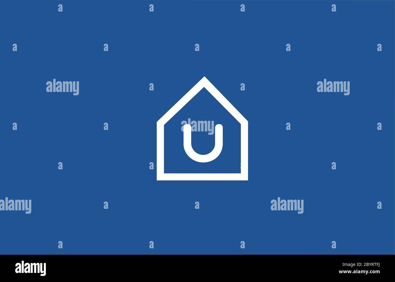 U alphabet letter logo icon for business and company with white blue ...