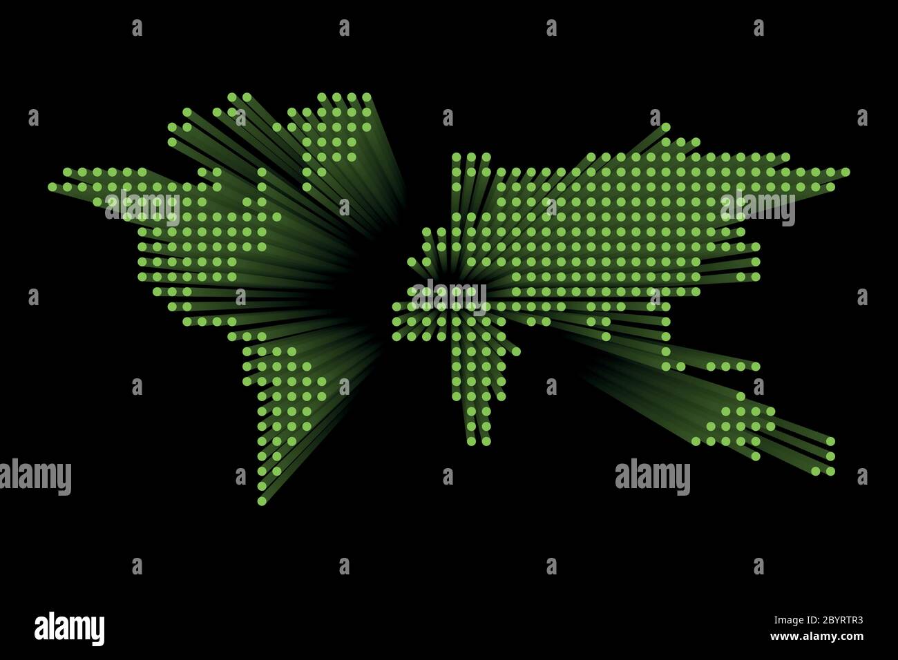 Modern dotted World map. Green futuristic technology design on dark ...