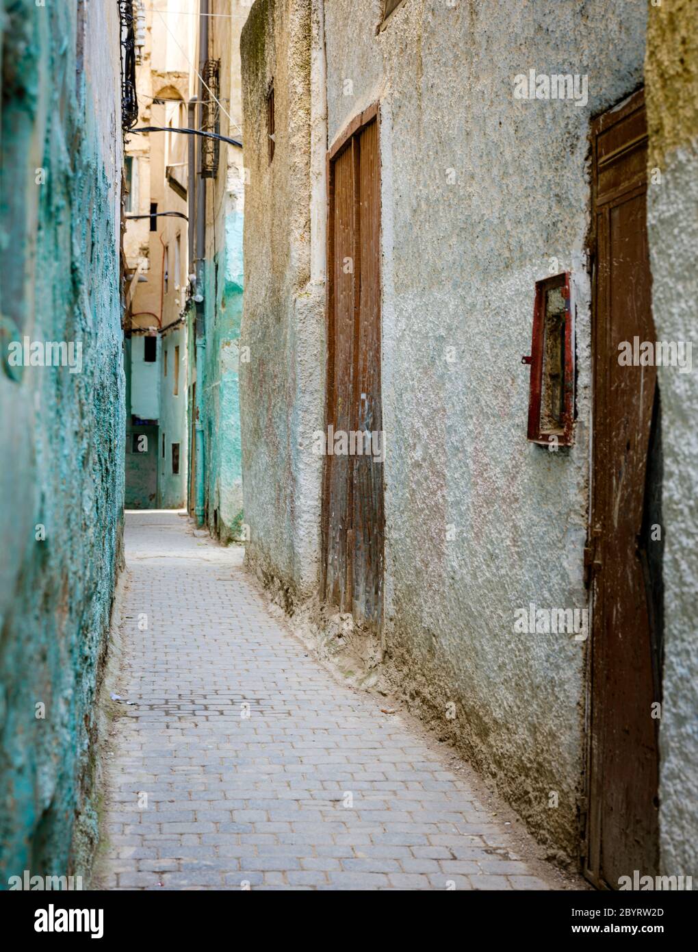 FEZ, MOROCCO - CIRCA MAY 2018: View of typical narrow street of the ...