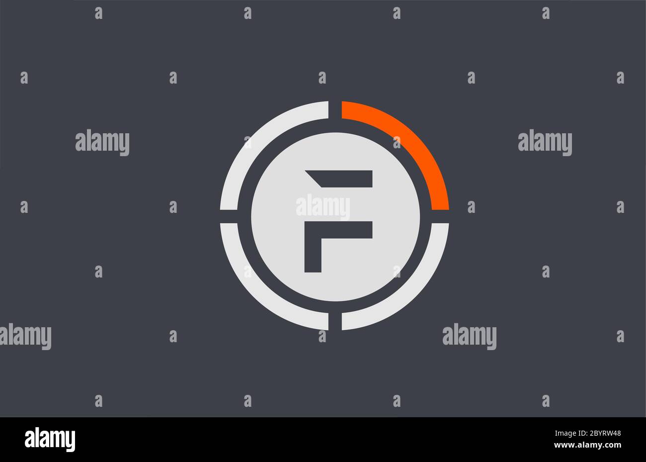 orange grey F alphabet letter logo icon design for company and business ...