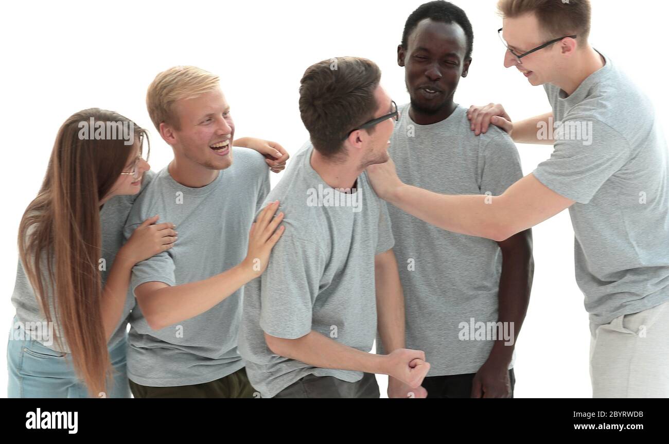 group of diverse friendly young people . isolated on white Stock Photo ...