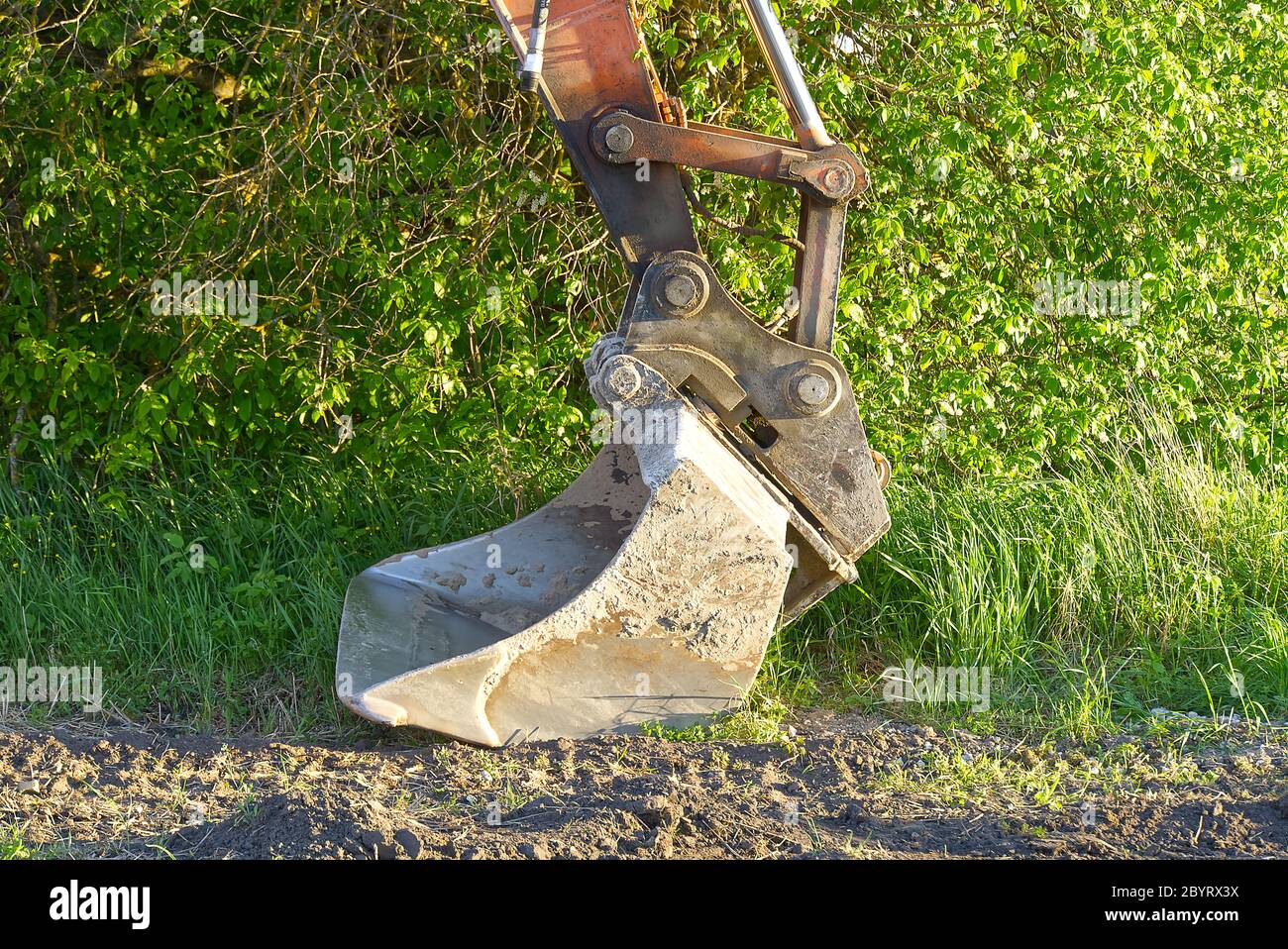 Excavator Bucket. Excavator bucket on ground, Industrial excavator ...