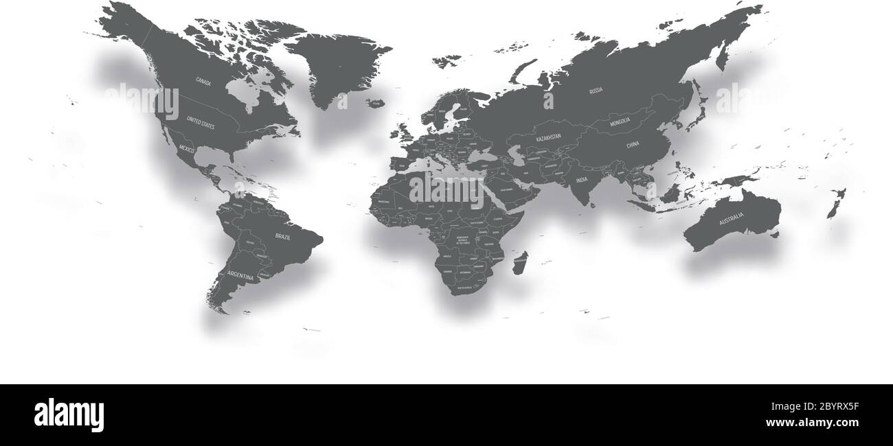 Modern political map of World. Distorted design with bent corners and ...