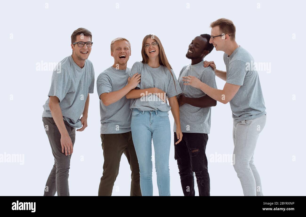 in full growth. group of diverse young people in identical t-shi Stock ...