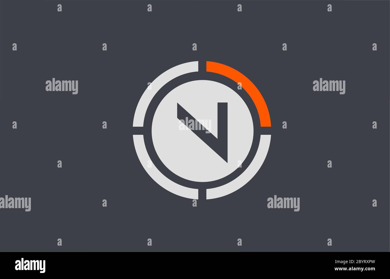 orange grey N alphabet letter logo icon design for company and business ...