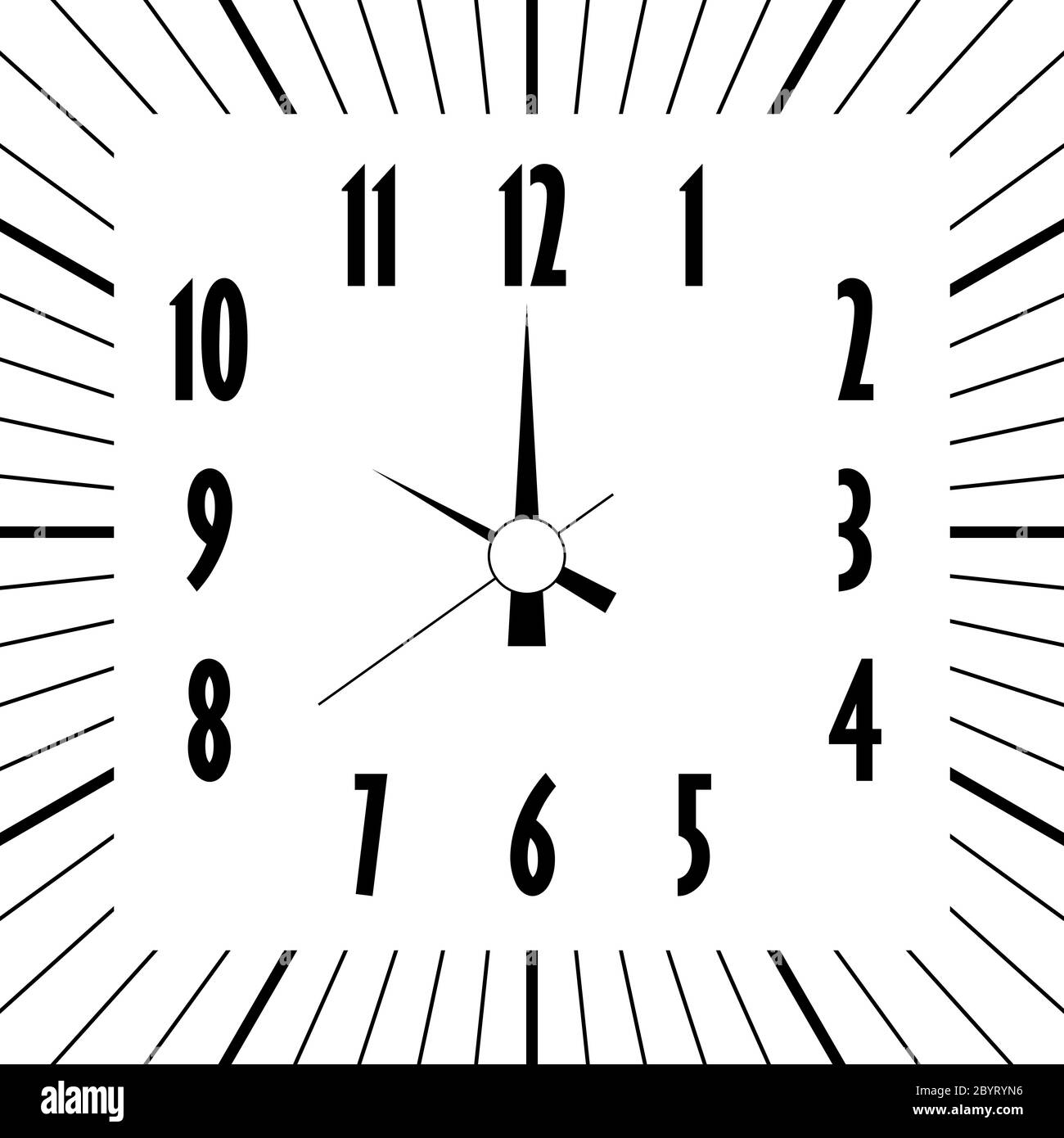 Retro clock face. Square hour dial with numbers and hour and minute ... Retro clock face. Square hour dial with numbers and hour and minute ...
