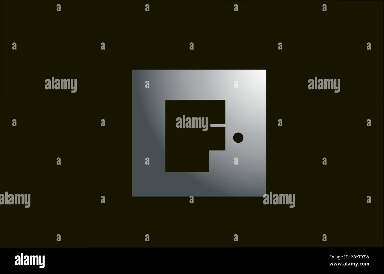 grey metal F alphabet letter logo for business and company with square ...