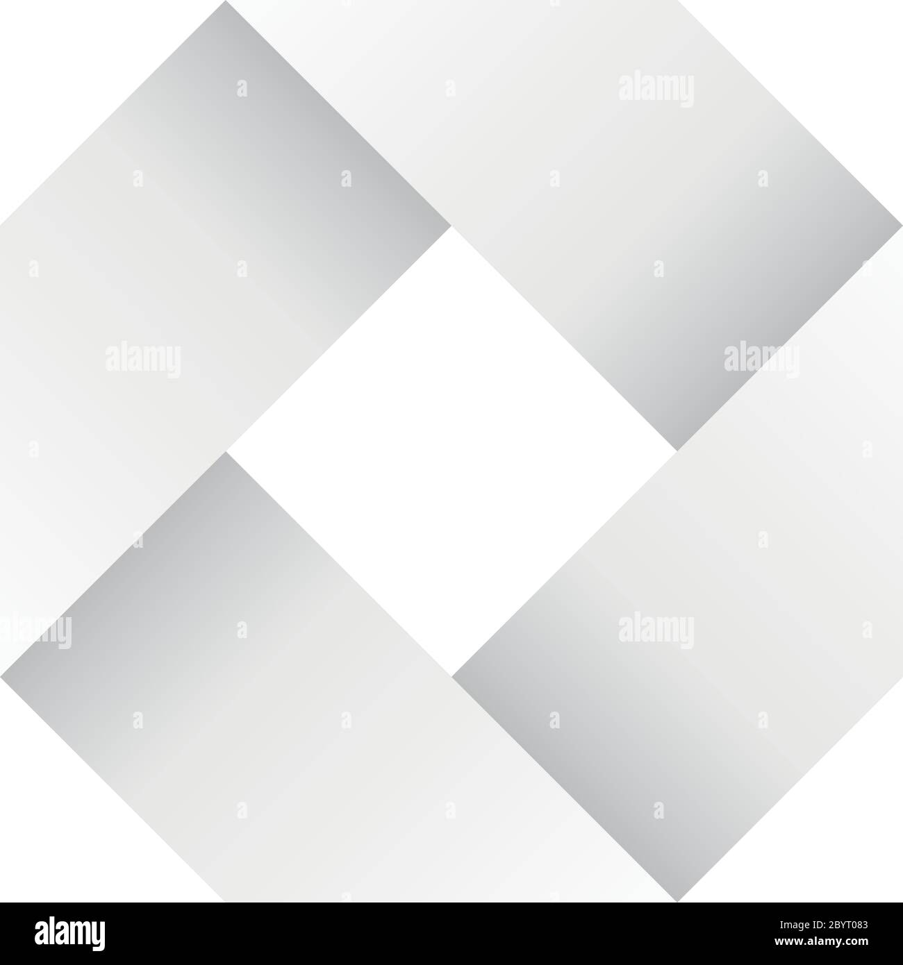 Paper white infinite ribbon loop folded in a shape of rhombus. 3D-like ...