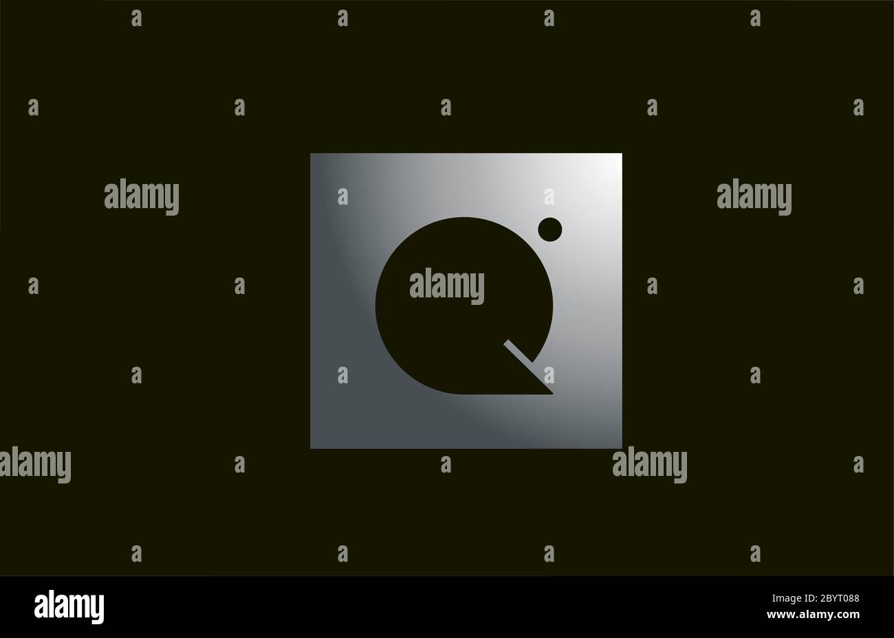 grey metal Q alphabet letter logo for business and company with square ...