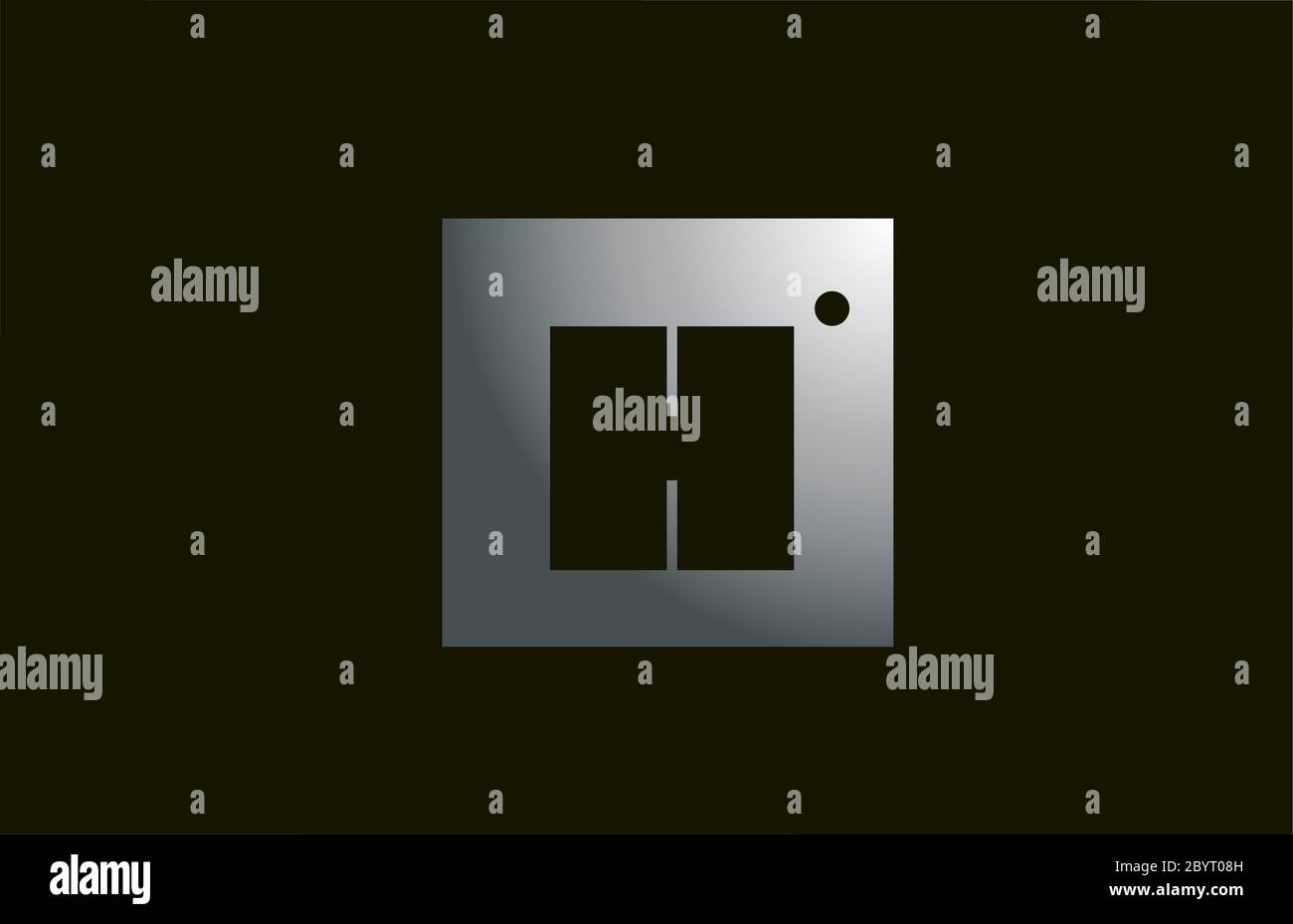 grey metal H alphabet letter logo for business and company with square ...