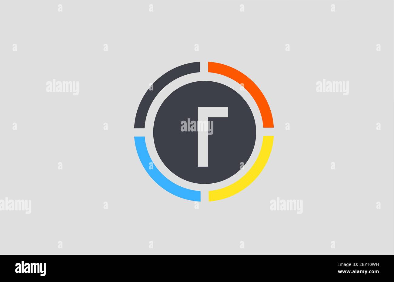 yellow orange blue T alphabet letter logo for business and company with ...