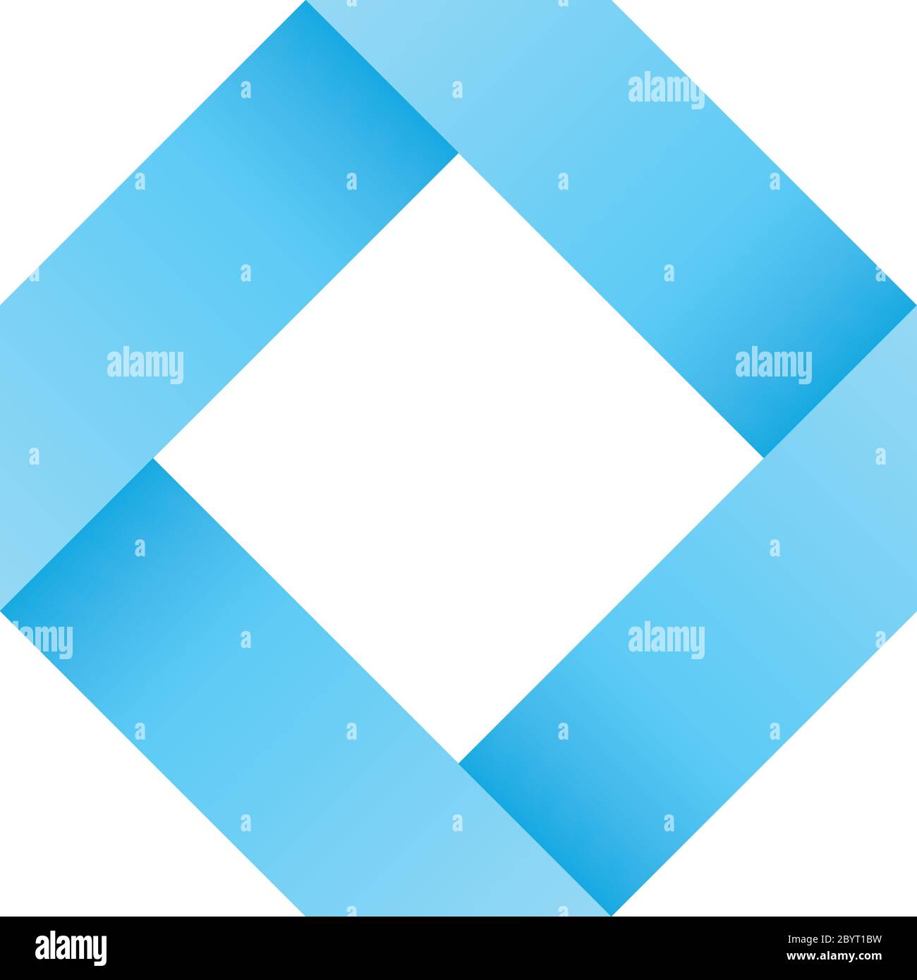 Blue infinite ribbon loop folded in a shape of rhombus. 3D-like vector ...