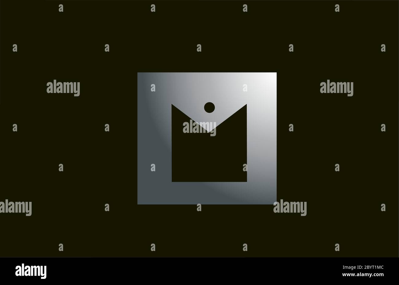 grey metal M alphabet letter logo for business and company with square ...