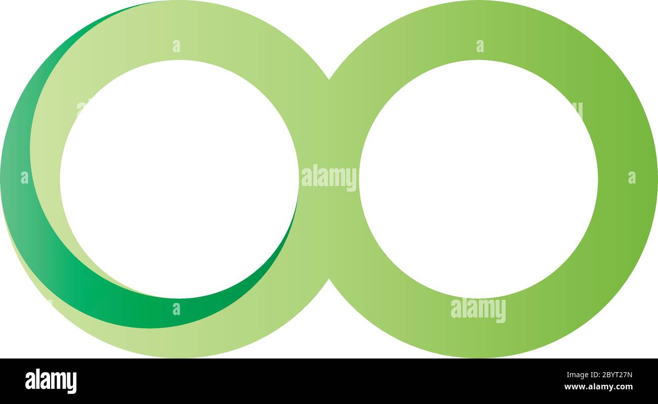 Green infinity symbol icon. 3D-like gradient design effect. Vector ...